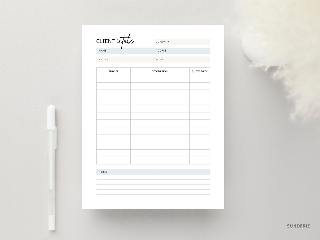 New Client Intake Form Editable Client Information Sheet PDF - Etsy
