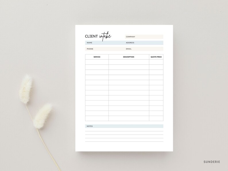 New Client Intake Form Editable Client Information Sheet PDF - Etsy