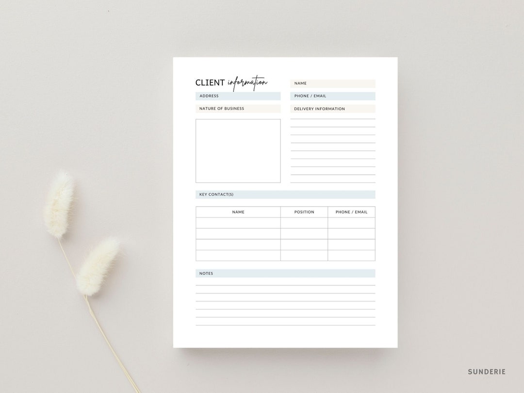 Client Information Form Template Printable Client - Etsy