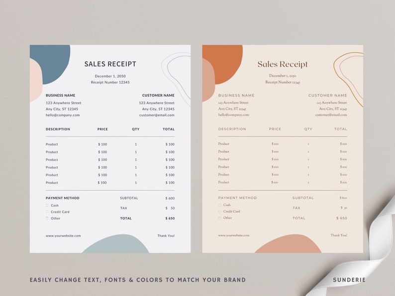 Abstract Receipt Template Creative Payment Receipt Form - Etsy