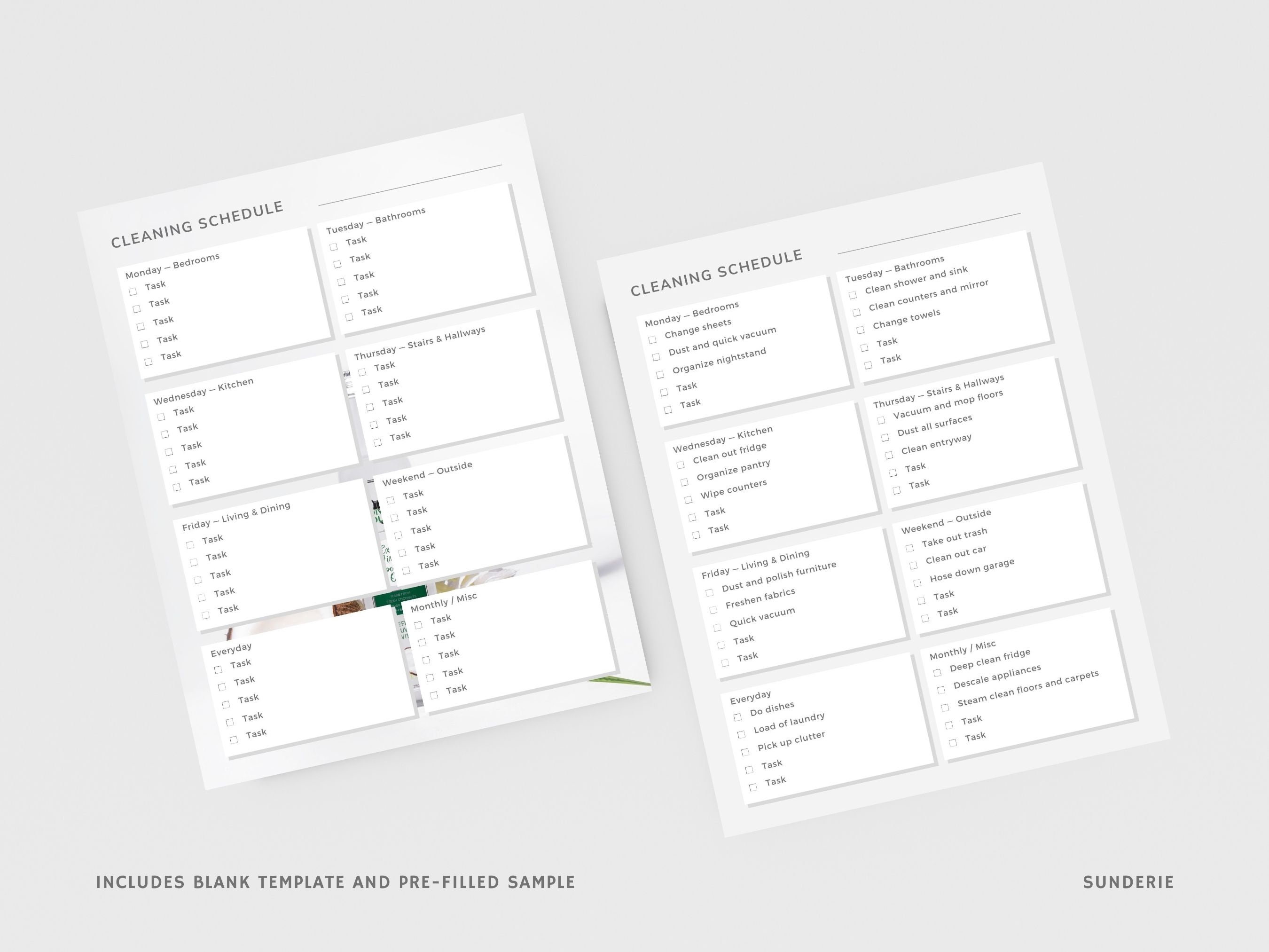 cleaning-schedule-template-cleaning-routine-printable-etsy