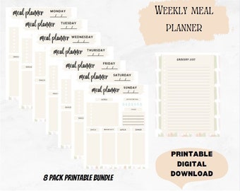 Weekly Meal Planner - Etsy