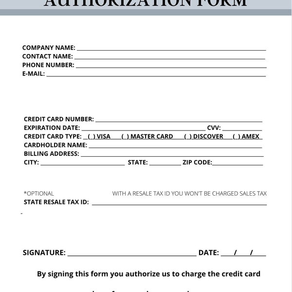 Arch Authorization Form - Etsy