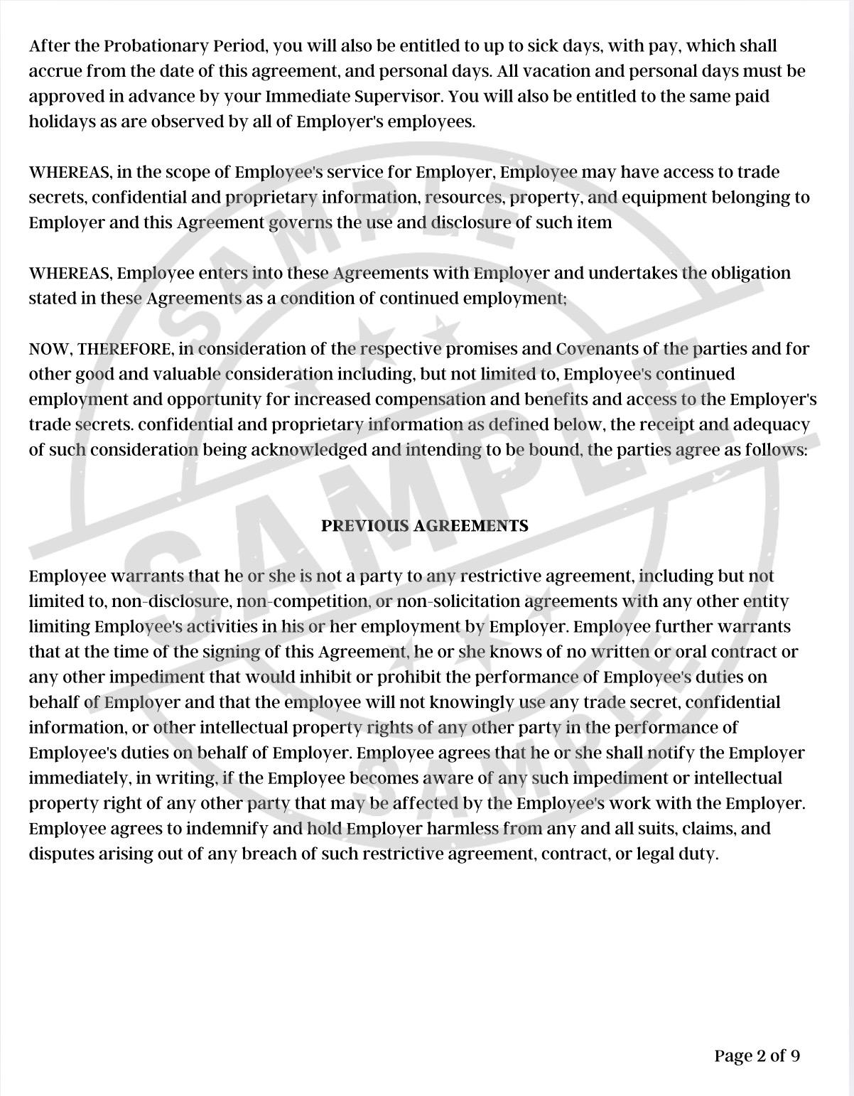 Employment Contract Agreement Template | Editable PDF Contract | Instant Download - Etsy