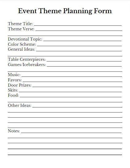 Event Theme Planning Form - Etsy
