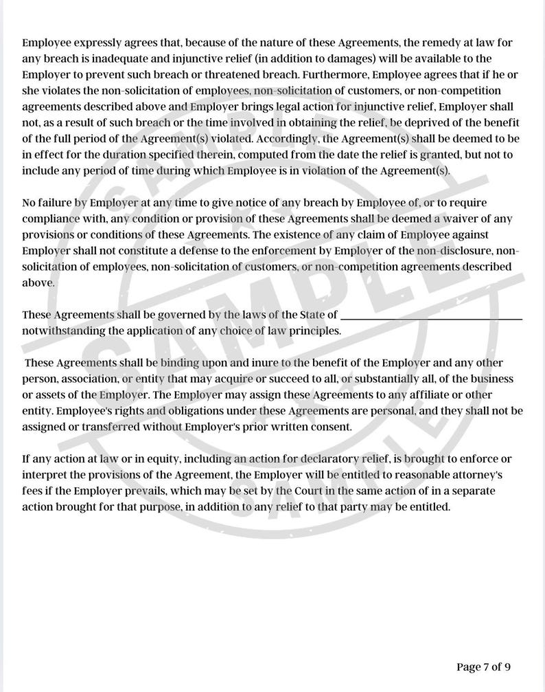 Employment Contract Agreement Template Editable PDF Contract Instant ...