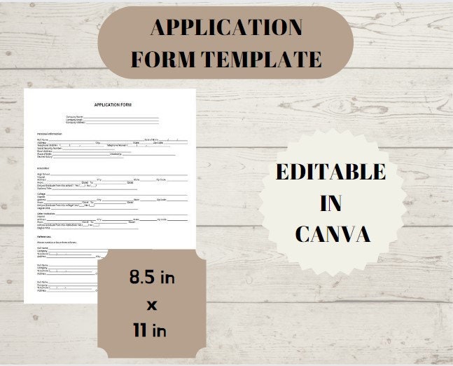 Application Form Template | Editable PDF | Instant Download - Etsy