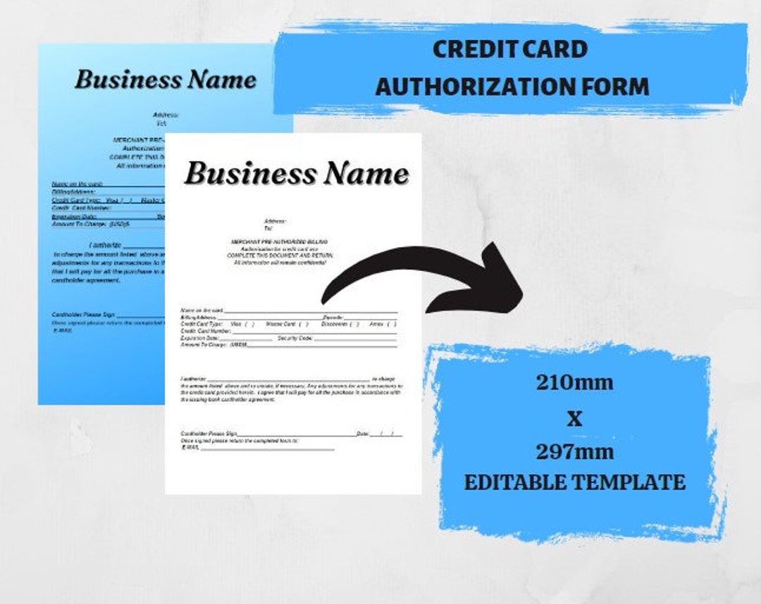 Customizable Credit Card Authorization Form Template for Secure Payment ...