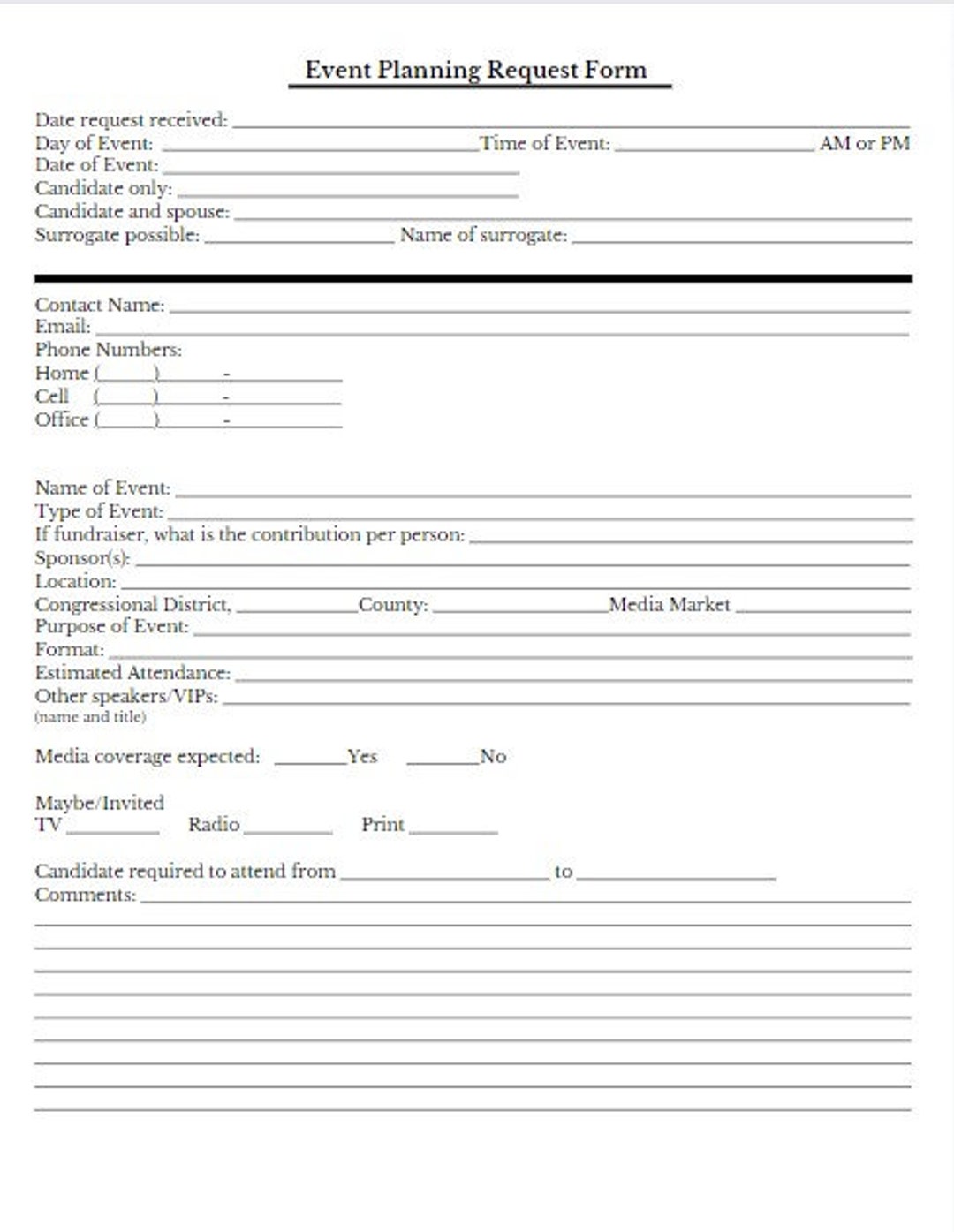 Event Planning Request Form - Etsy