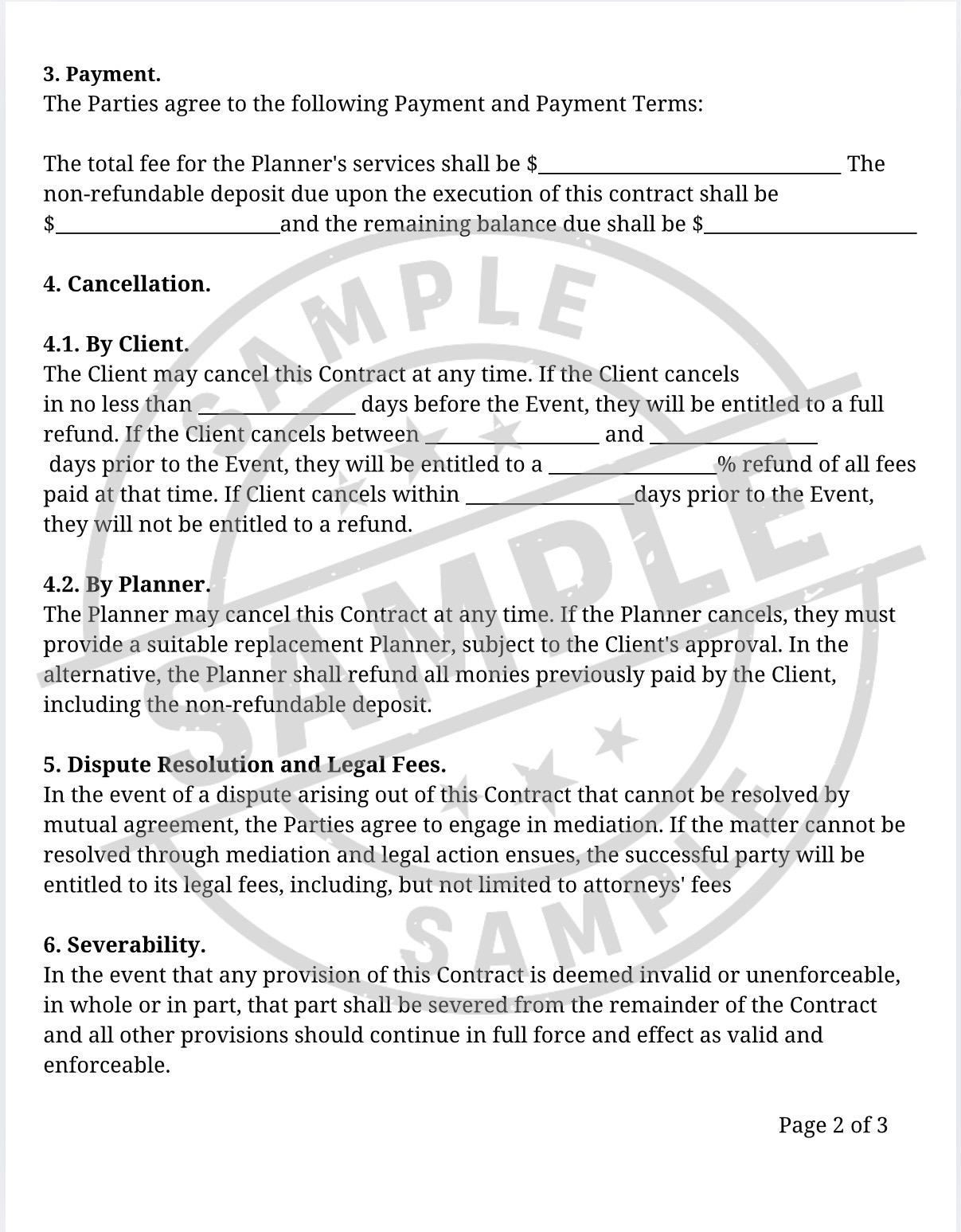 Event Planning Contract Template | Editable PDF Agreement | Instant ...