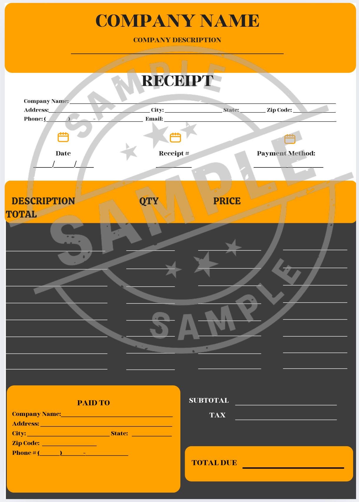 Editable Printable Receipt Template - Etsy Canada