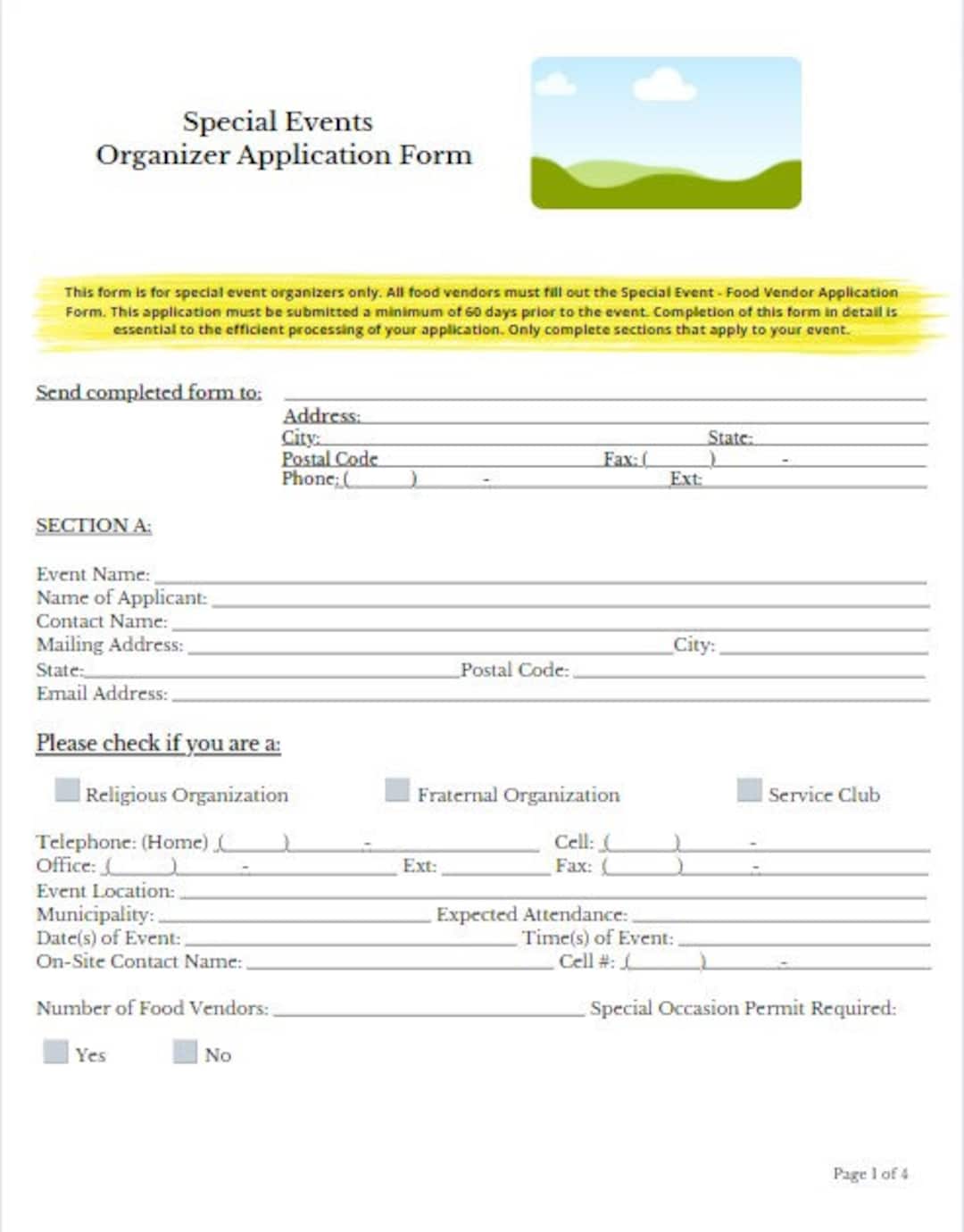 Special Events- Organizer Application Form - Etsy