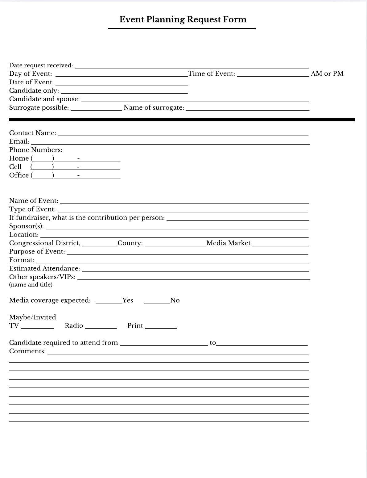 Event Planning Request Form - Etsy