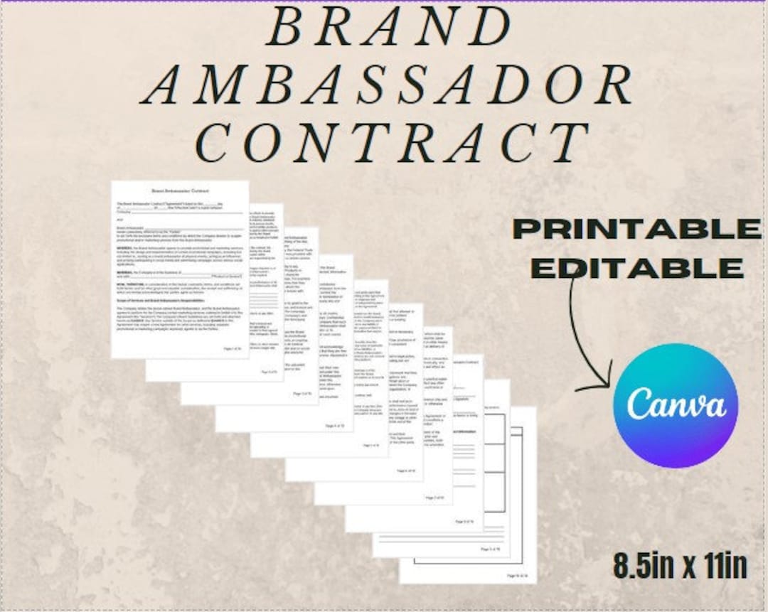 Brand Ambassador Agreement Template | Editable PDF Contract | Instant ...