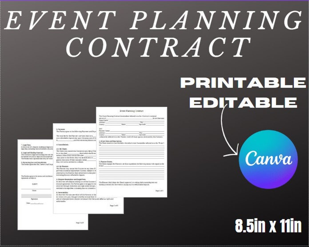 Event Planning Contract Template | Editable PDF Agreement | Instant ...