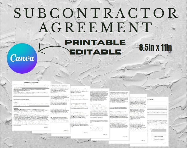 Subcontractor Agreement Template | Editable PDF Contract | Instant ...