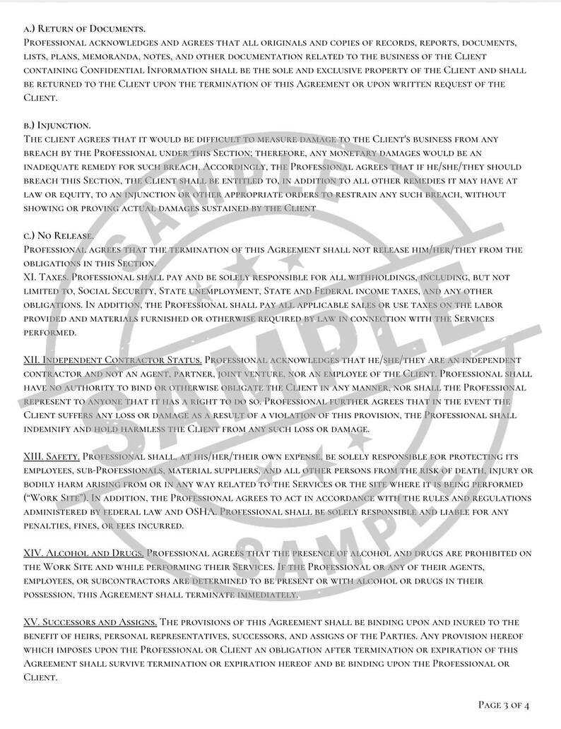 Professional Service Contract Template | Editable PDF Agreement ...