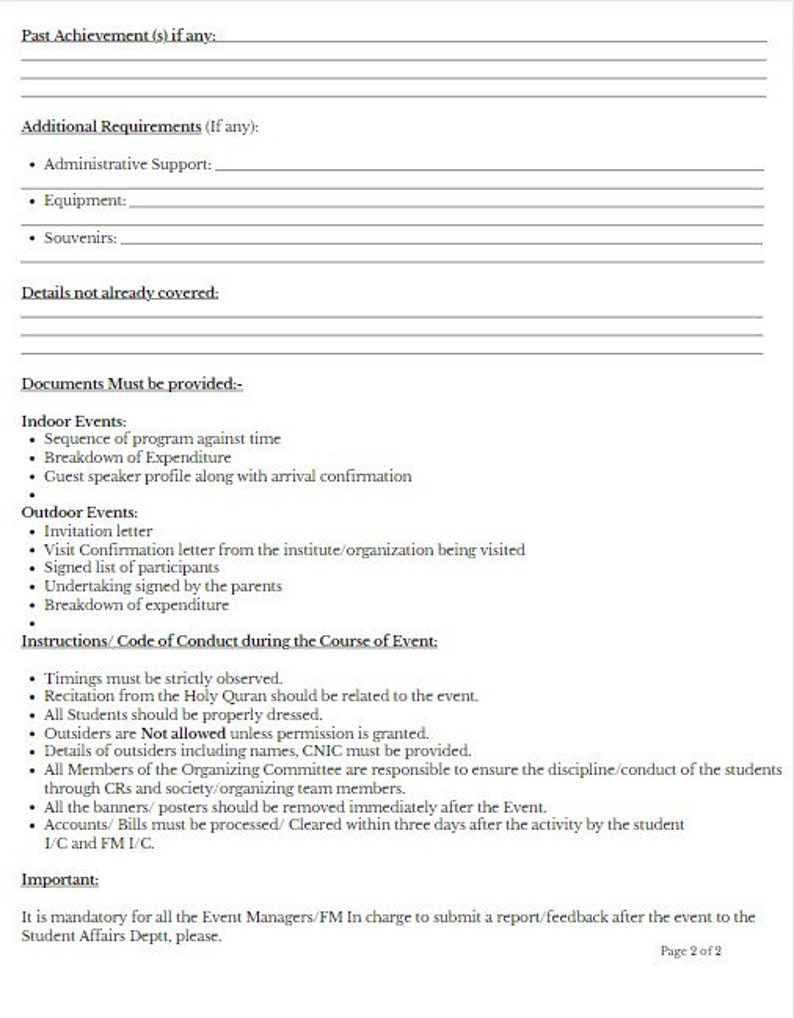 Event Management Form - Etsy