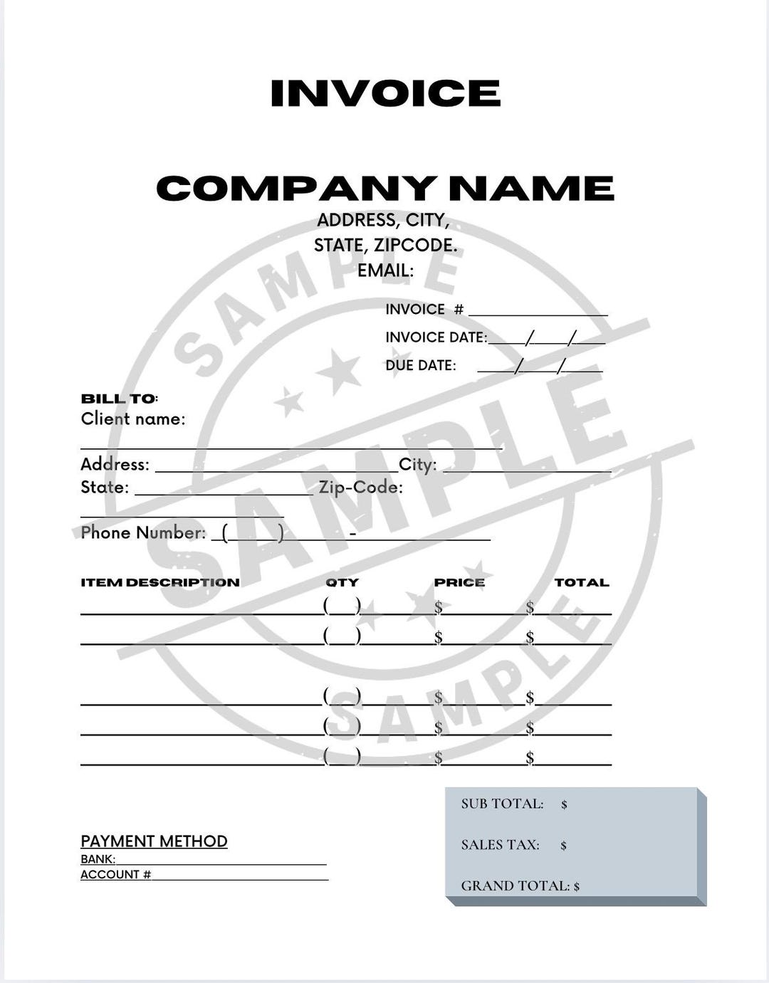 Editable Invoice Template for Small Businesses, Business Forms. Invoice ...