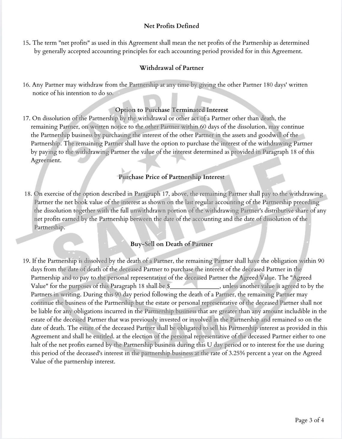 General Partnership Agreement Template | Editable PDF Contract ...
