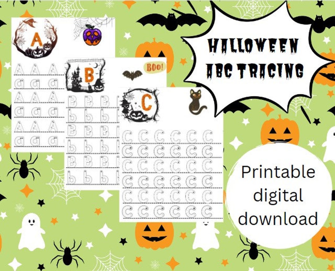 Halloween ABC Tracing Worksheets Letters A to Z - Etsy