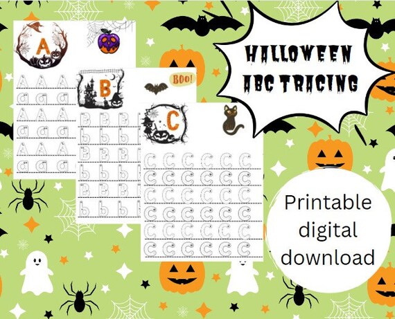 Halloween ABC Tracing Worksheets Letters A to Z - Etsy