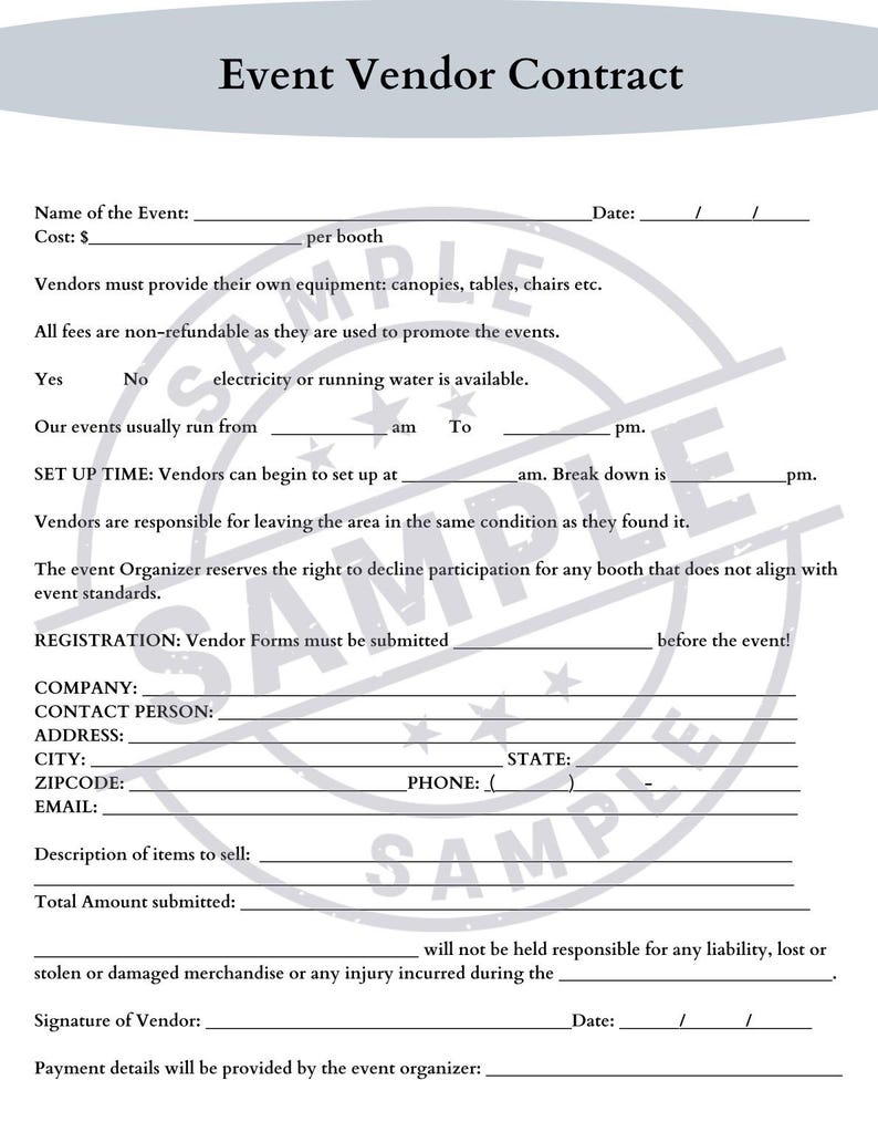 Event Vendor Contract Template | PDF | Small Business Vendor Form ...