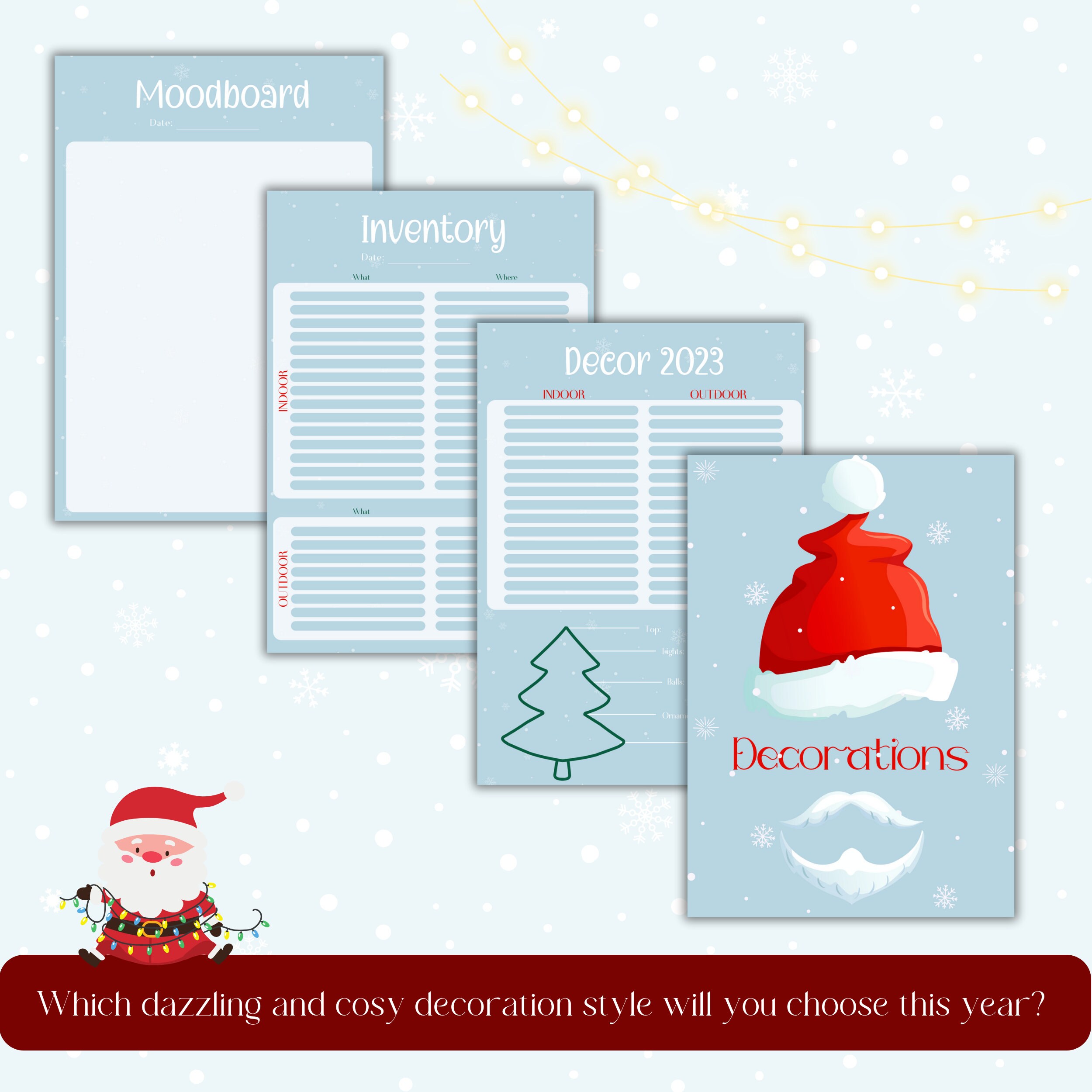 Printable Digital Christmas Planner Holiday Organizer secret Santa ...
