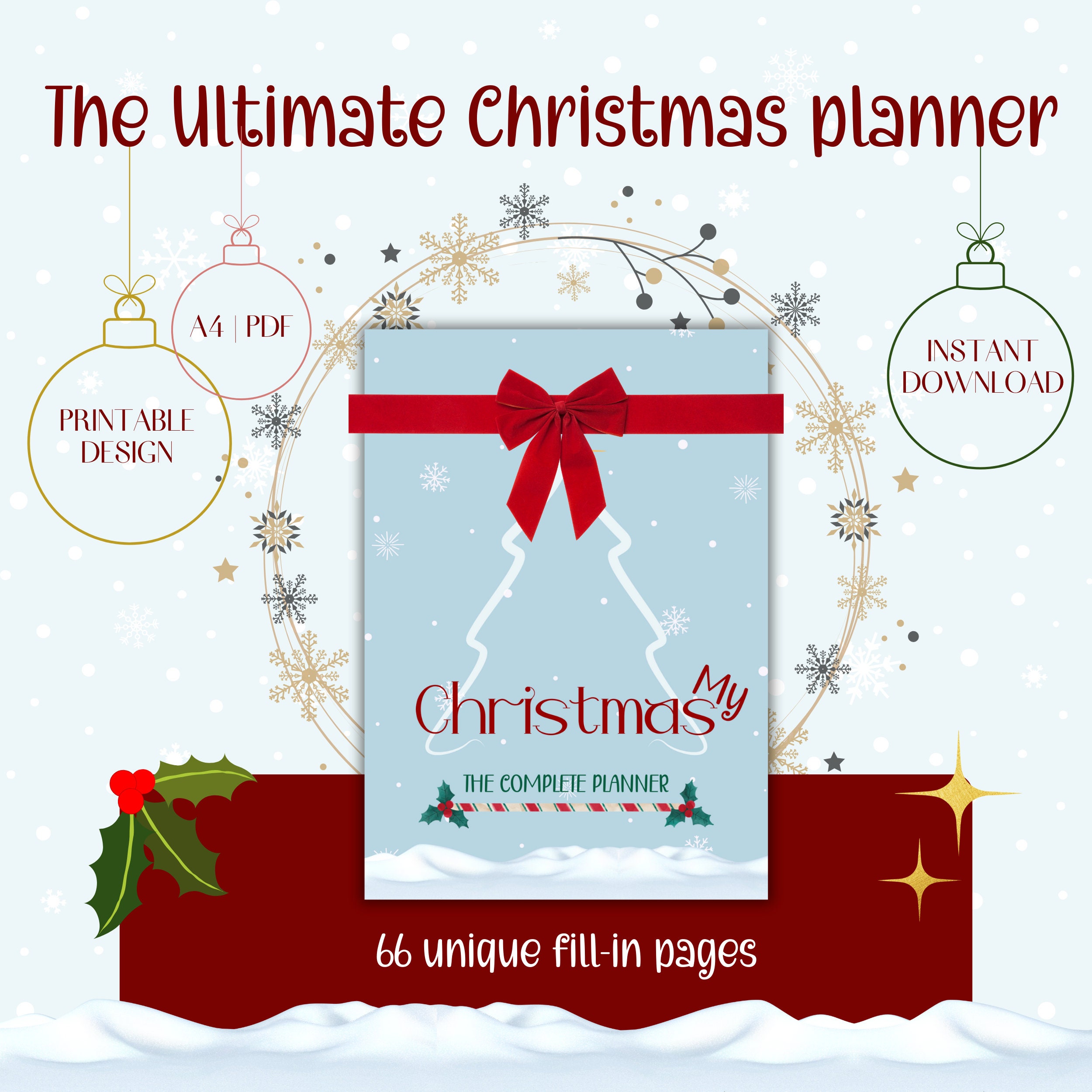 Printable Digital Christmas Planner Holiday Organizer secret Santa ...