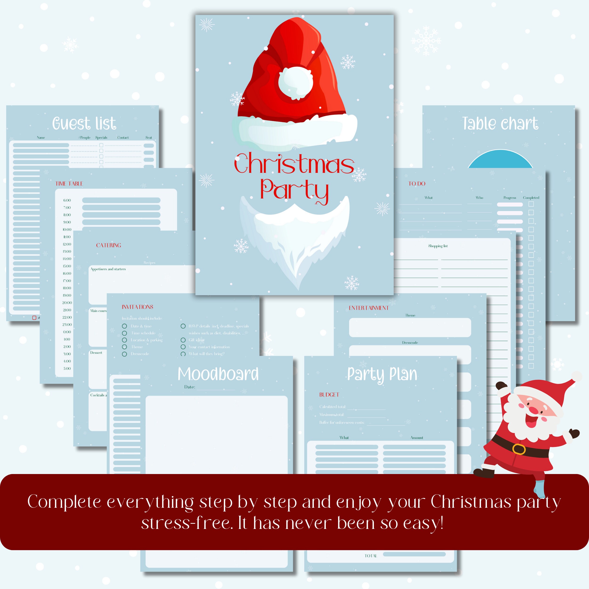 Printable Digital Christmas Planner Holiday Organizer secret Santa ...
