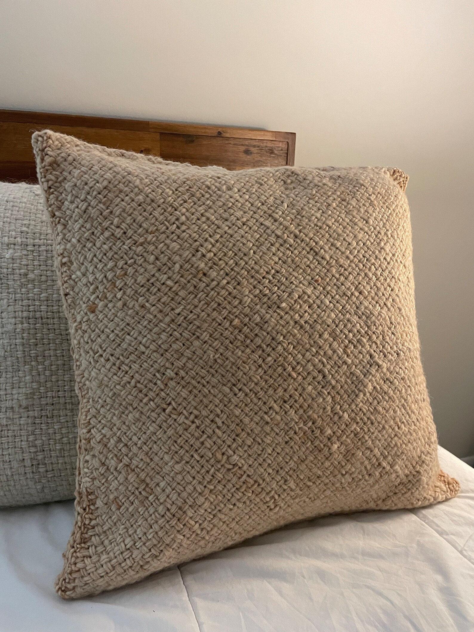 Sheep Wool Pillow Cover / Pillow Case / 17”x17”/ Sheep Wool / Handmade ...