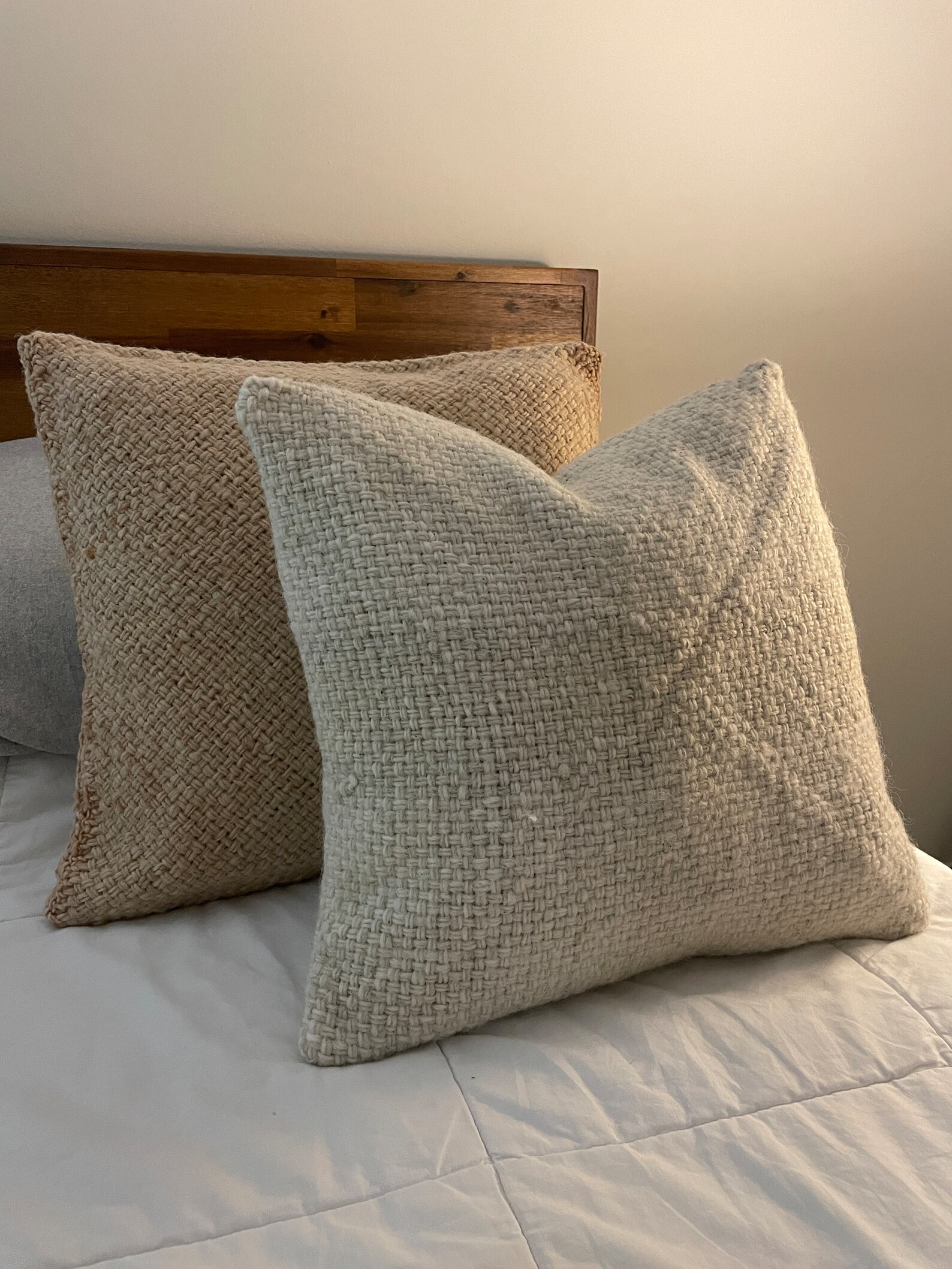 Sheep Wool Pillow Cover / Pillow Case / 17”x17”/ Sheep Wool / Handmade ...