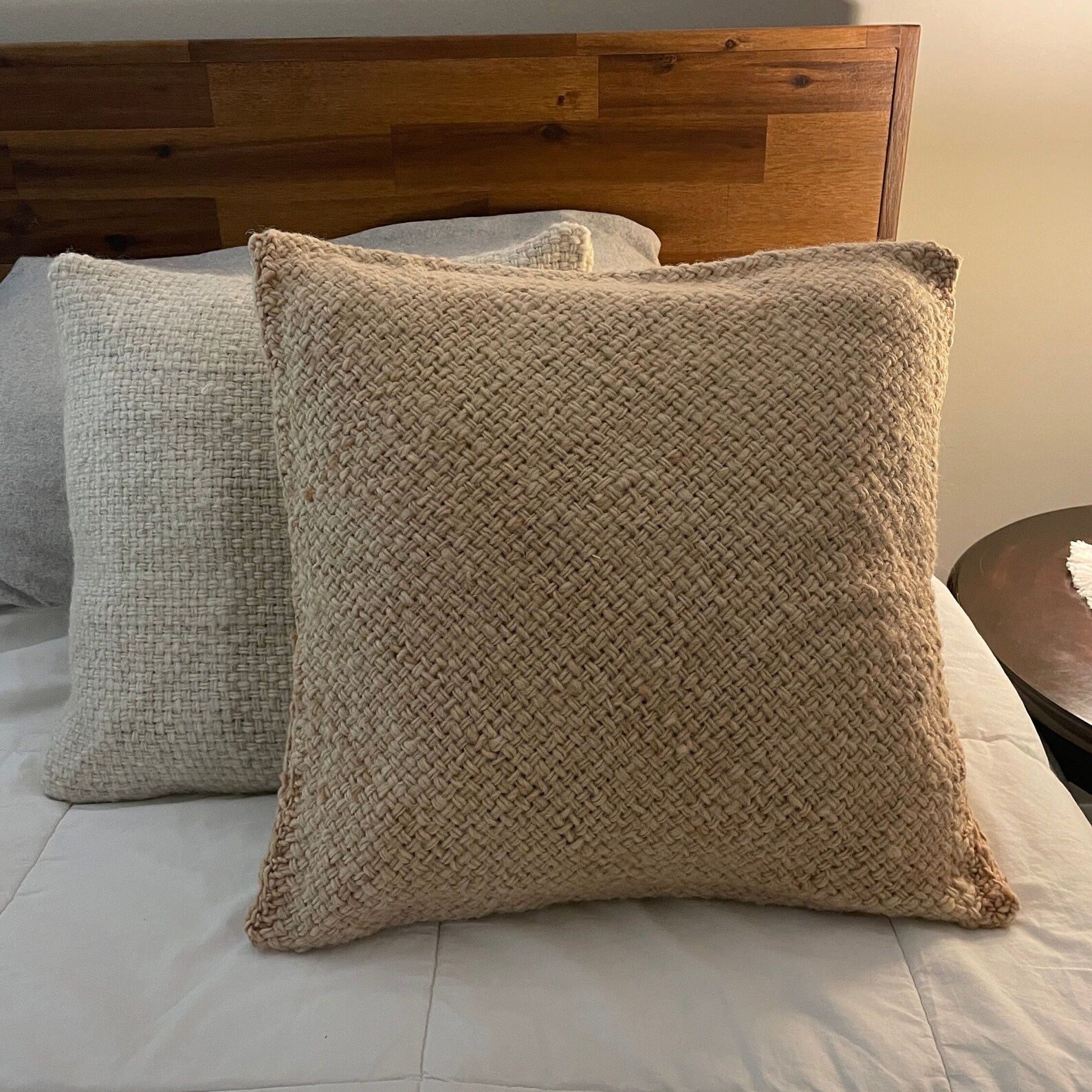 Sheep Wool Pillow Cover / Pillow Case / 17”x17”/ Sheep Wool / Handmade ...