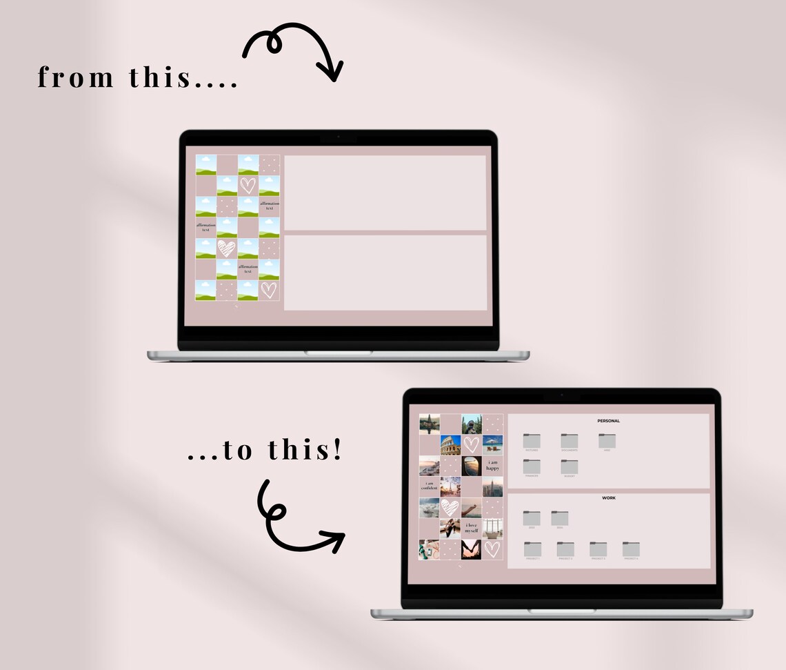 Background Wallpaper Organizer Set, 2024 Vision Board Digital Desktop ...