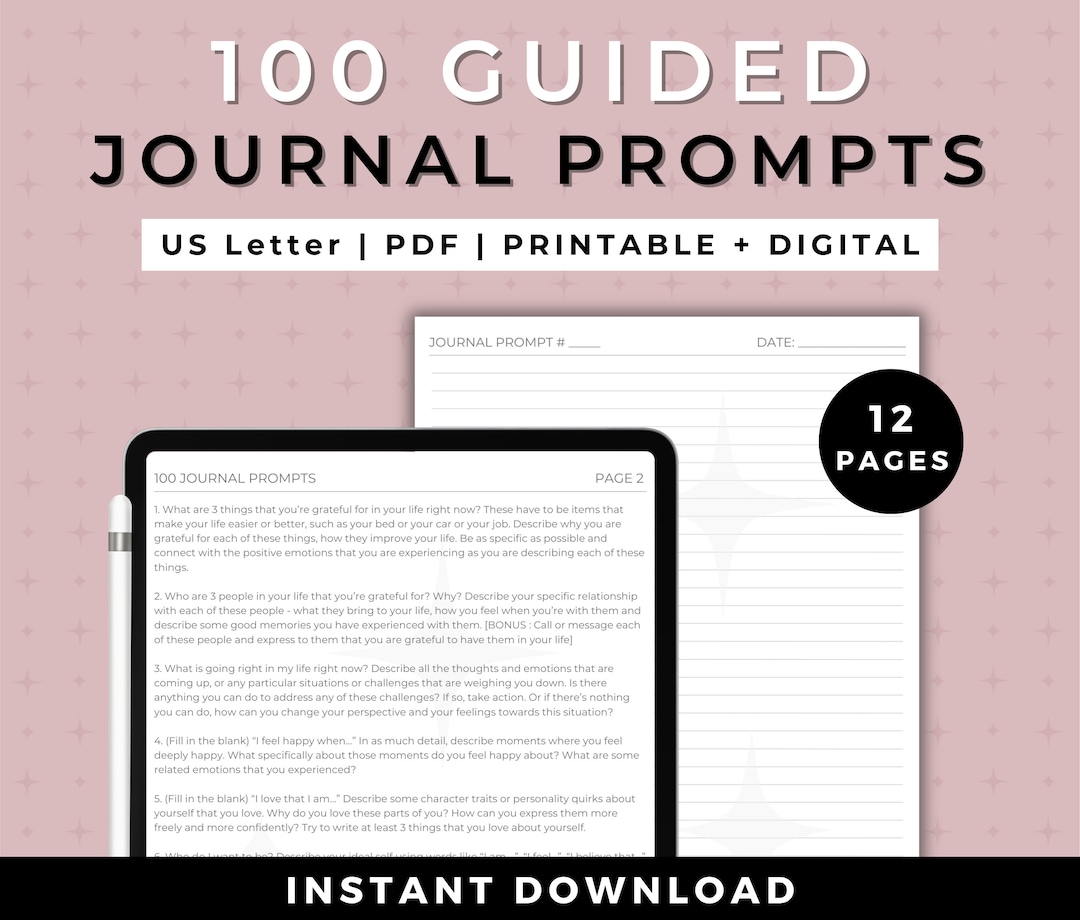 100 Guided Journal Prompts | 5-minute Reflection, Gratitude, Goals ...