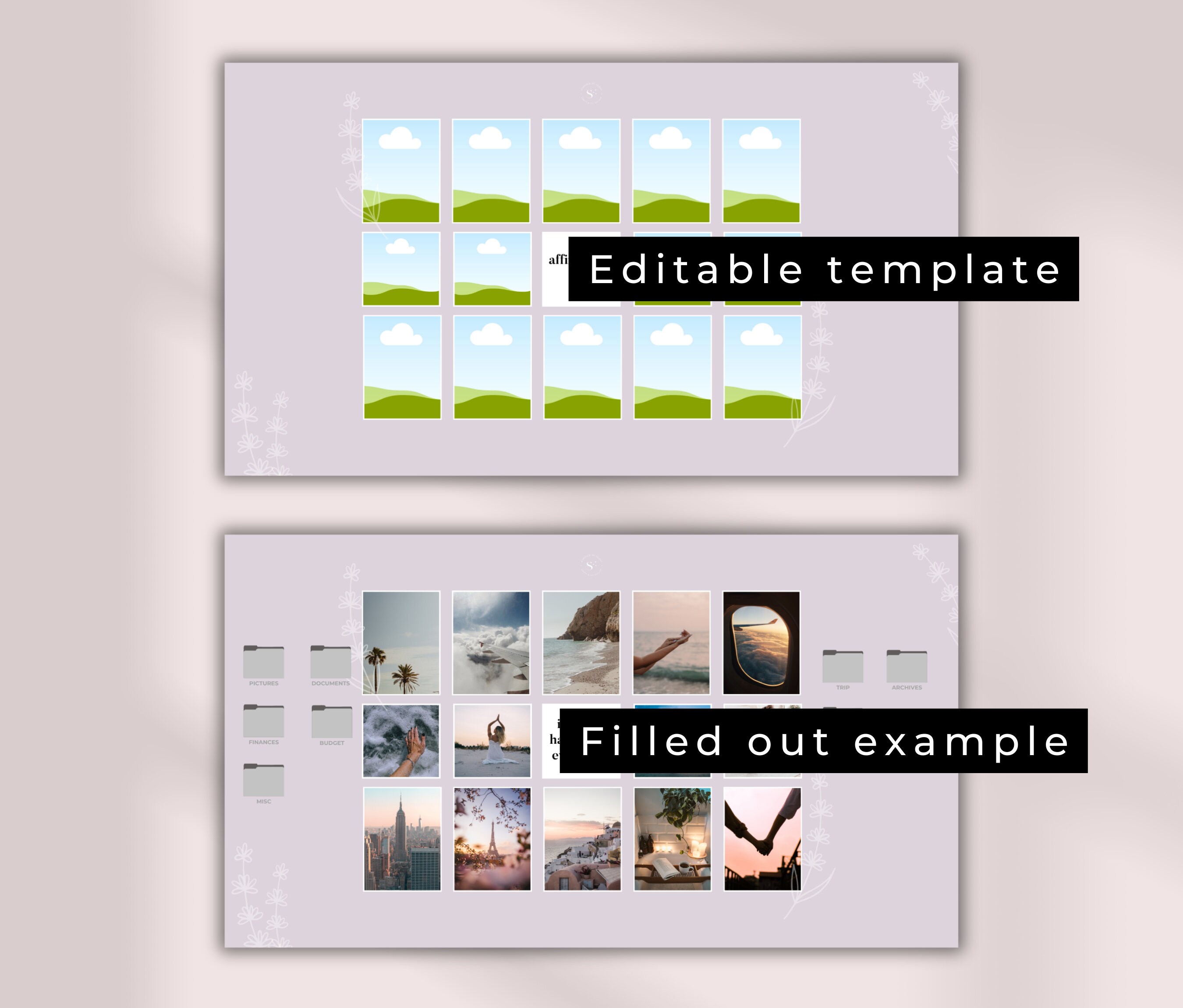 EDITABLE Desktop Wallpaper Organizer Aesthetic, Vision Board Kit ...