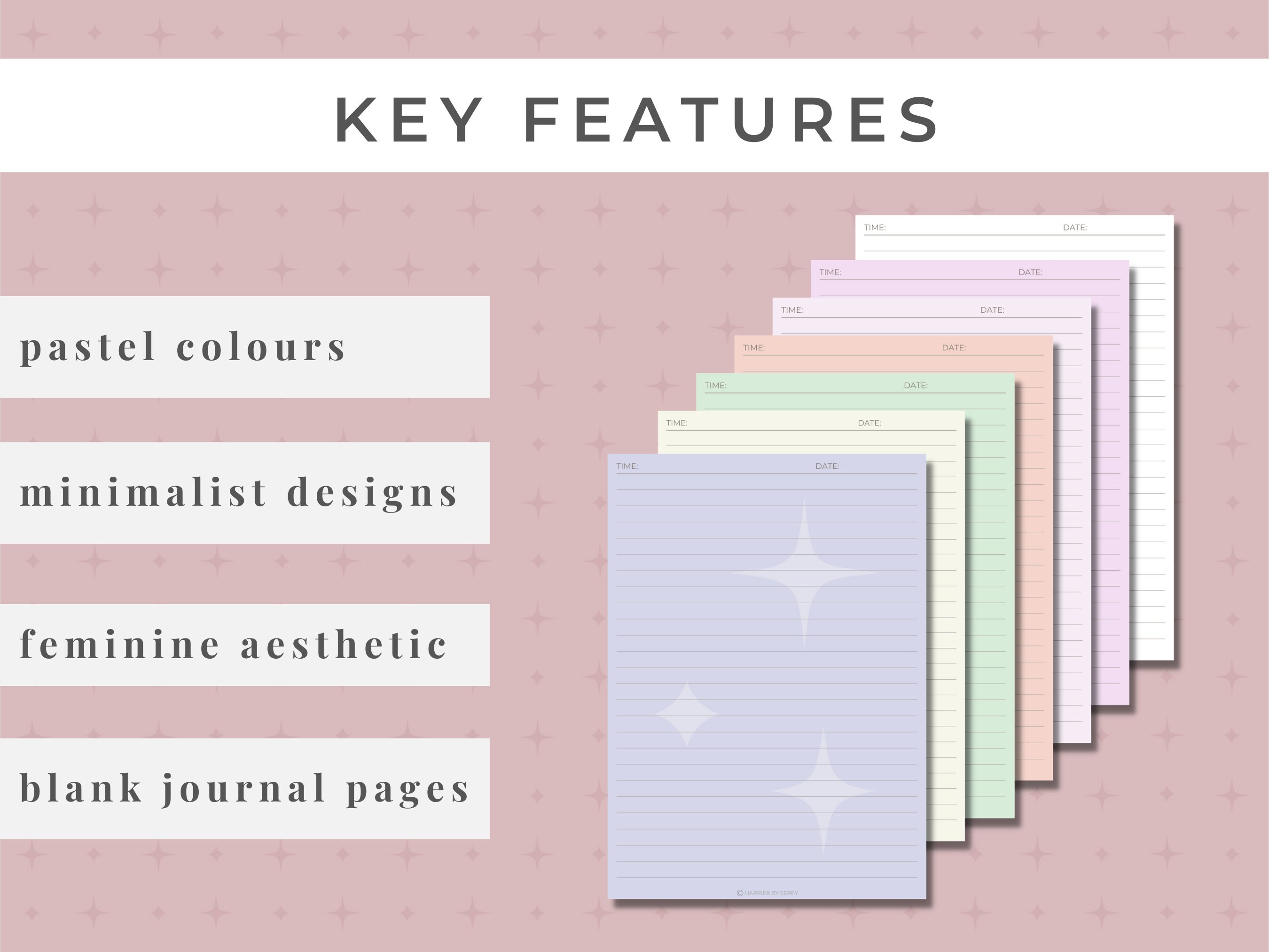 Pastel Digital Journaling Pages, Printable Lined Paper Bundle, Lined ...