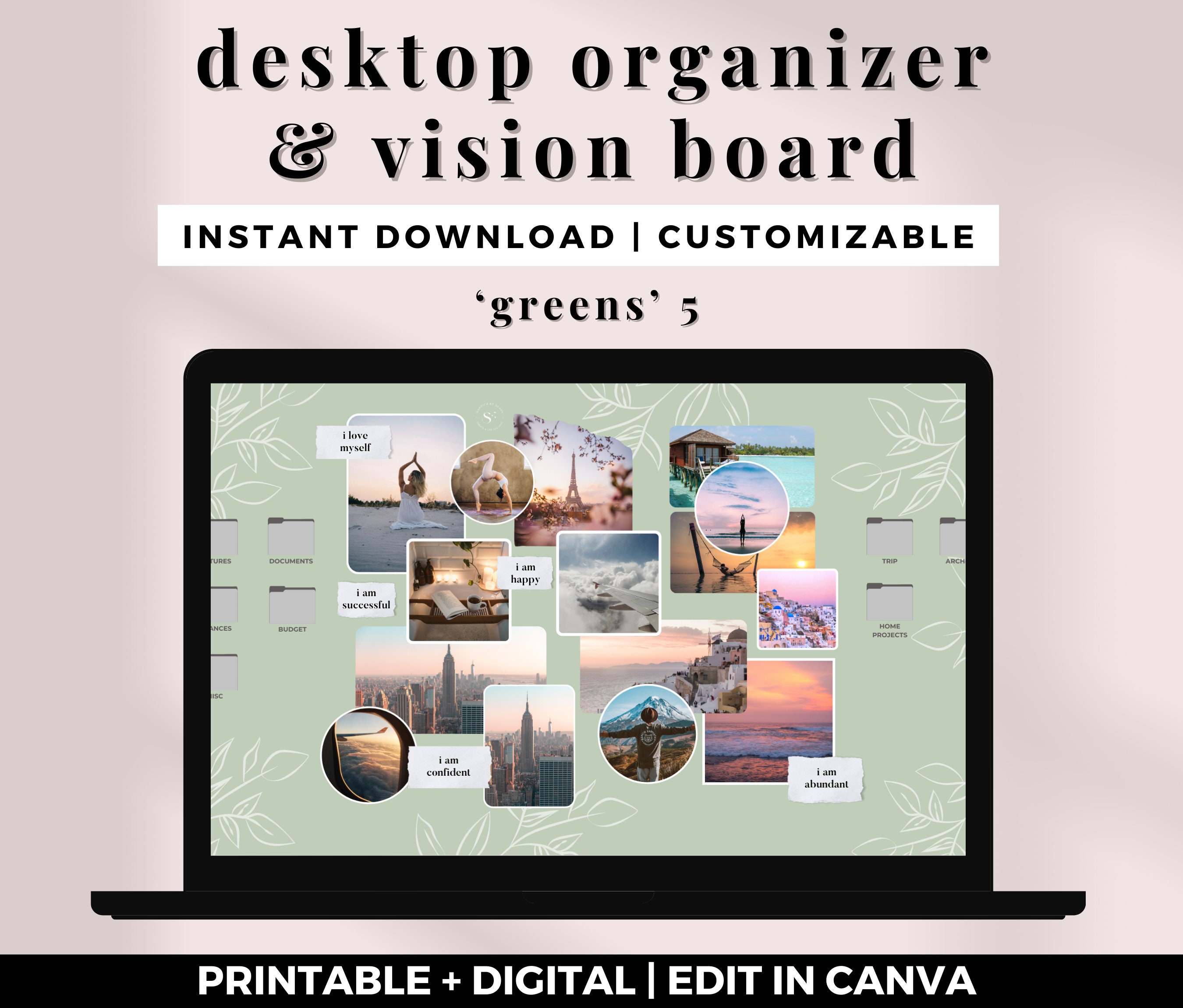 CANVA EDITABLE Vision Board Desktop Wallpaper Organizer Aesthetic ...