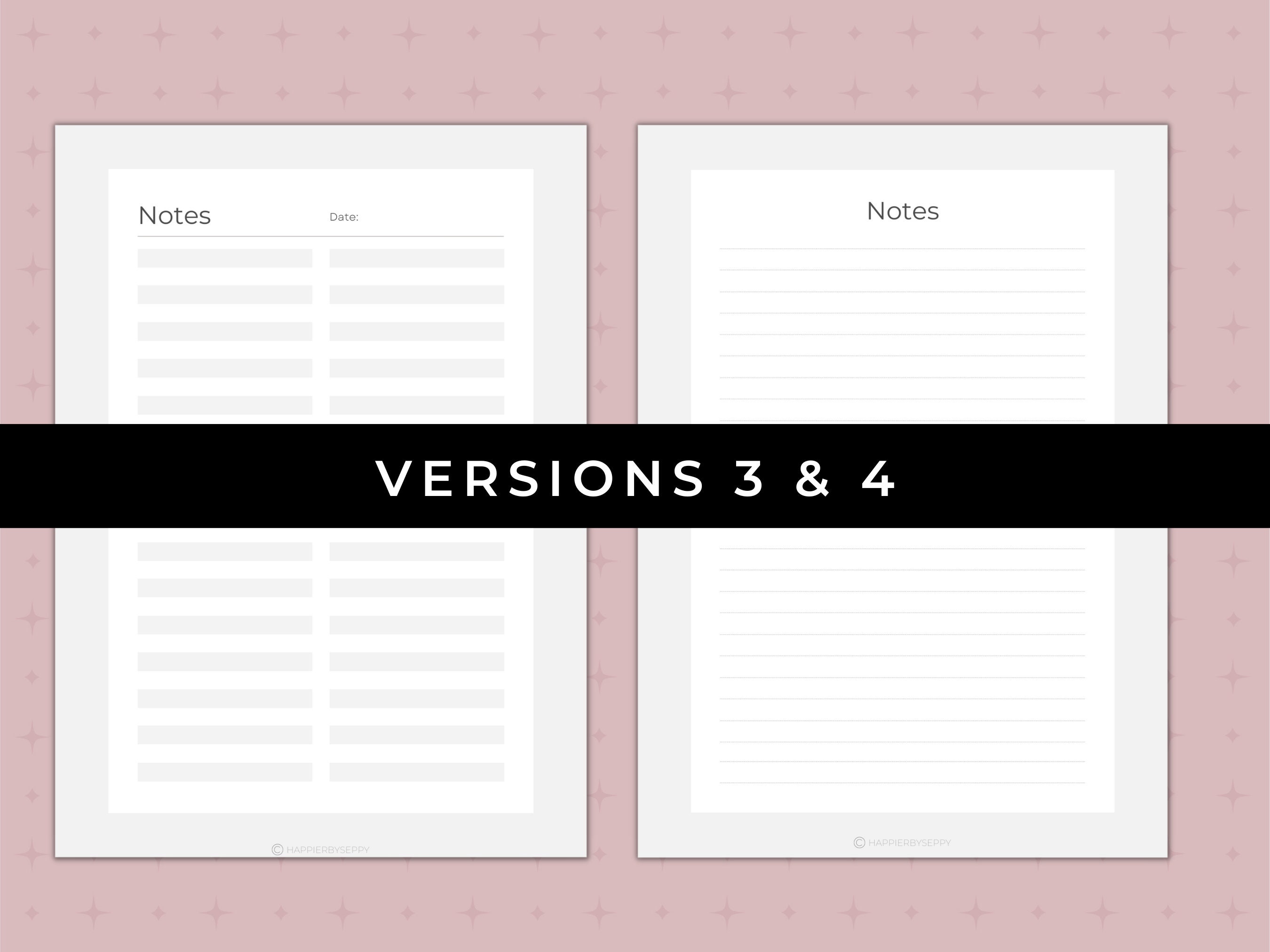 Lined Notes Template, Printable Lined Paper Bundle, Notability Lined ...