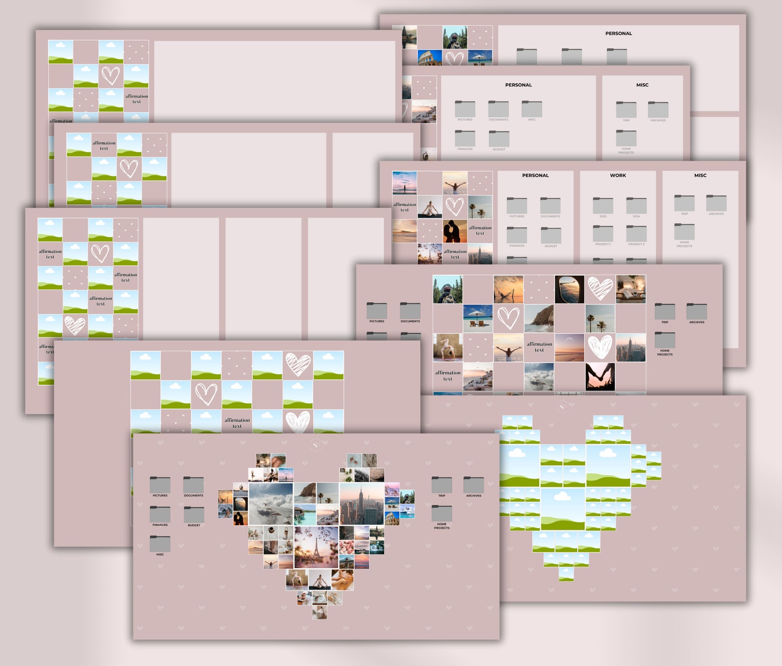 Background Wallpaper Organizer Set, 2024 Vision Board Digital Desktop ...