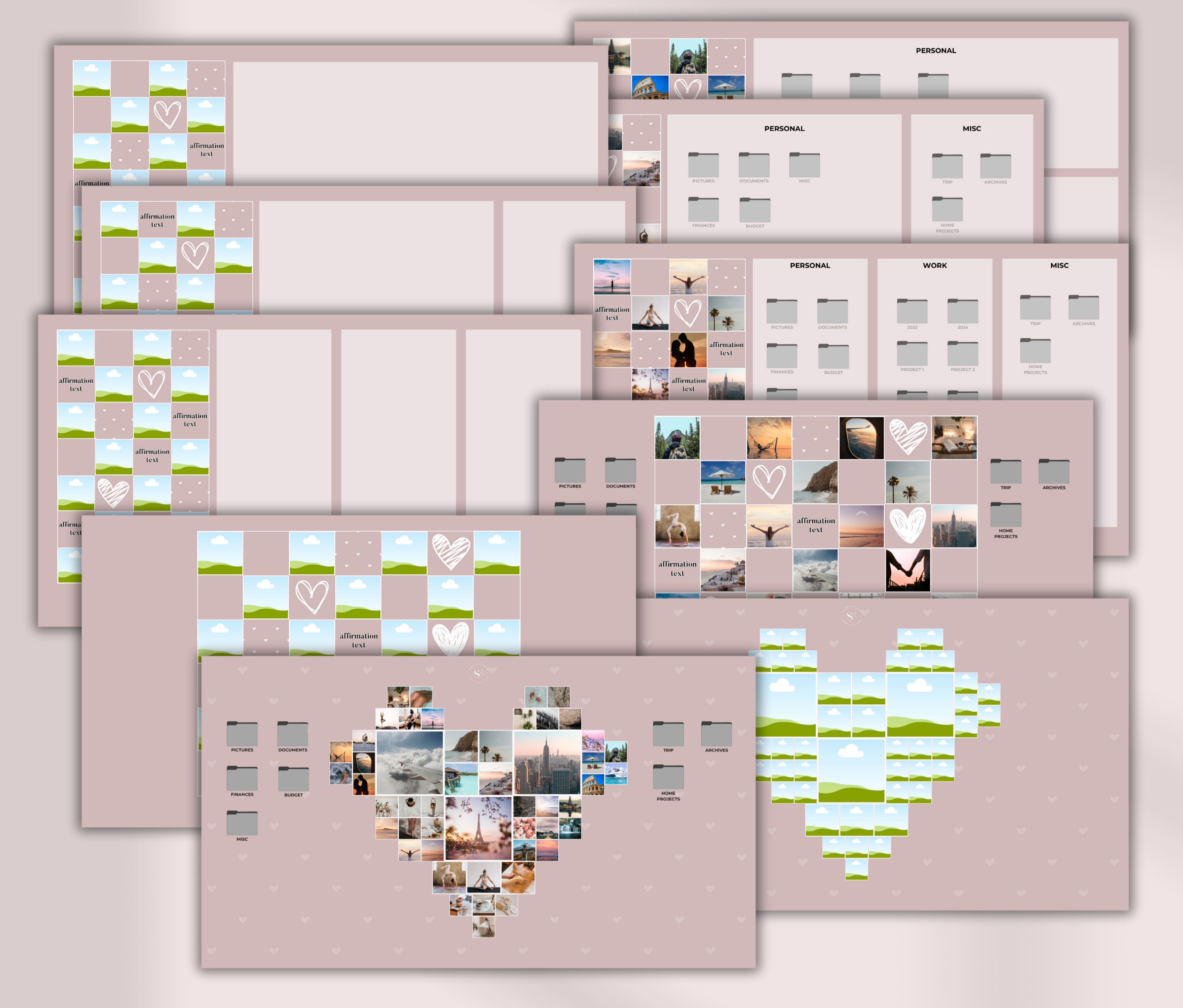 Background Wallpaper Organizer Set, 2024 Vision Board Digital Desktop ...