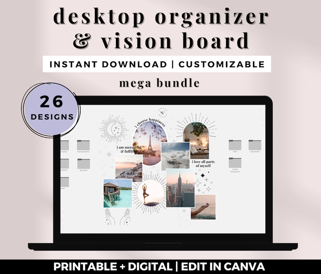 2024 VISION BOARD KIT Canva Editable Vision Board Digital Vision Board ...