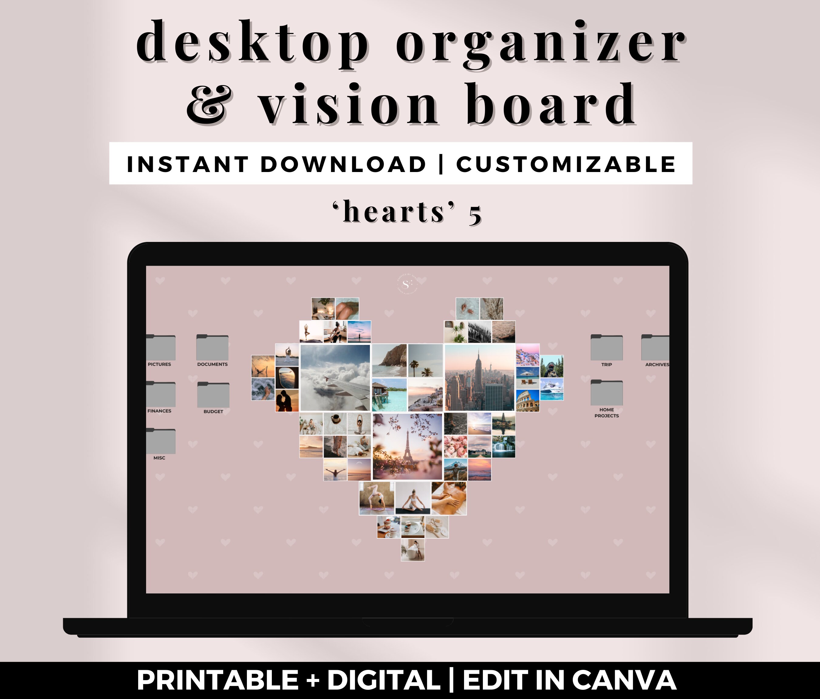 VISION BOARD KIT 2024 Desktop Wallpaper Vision Board Canva Desktop ...