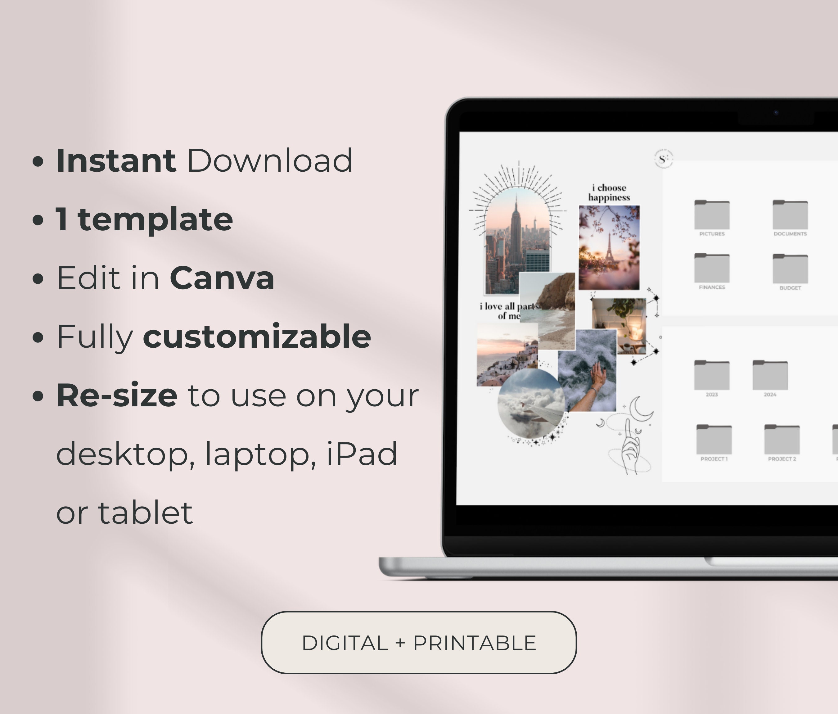 EDITABLE Desktop Wallpaper Organizer Aesthetic, Vision Board Kit ...