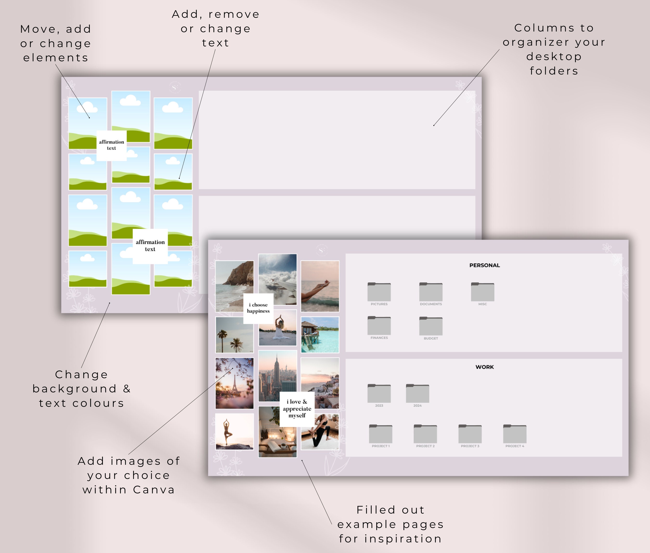 EDITABLE Desktop Wallpaper Organizer Aesthetic, Vision Board Kit ...