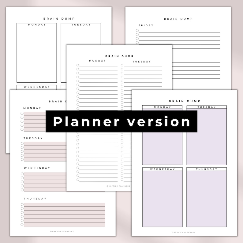 BRAIN DUMP NOTEBOOK Brain Dump Printable, Brain Dump Planner, Brain ...