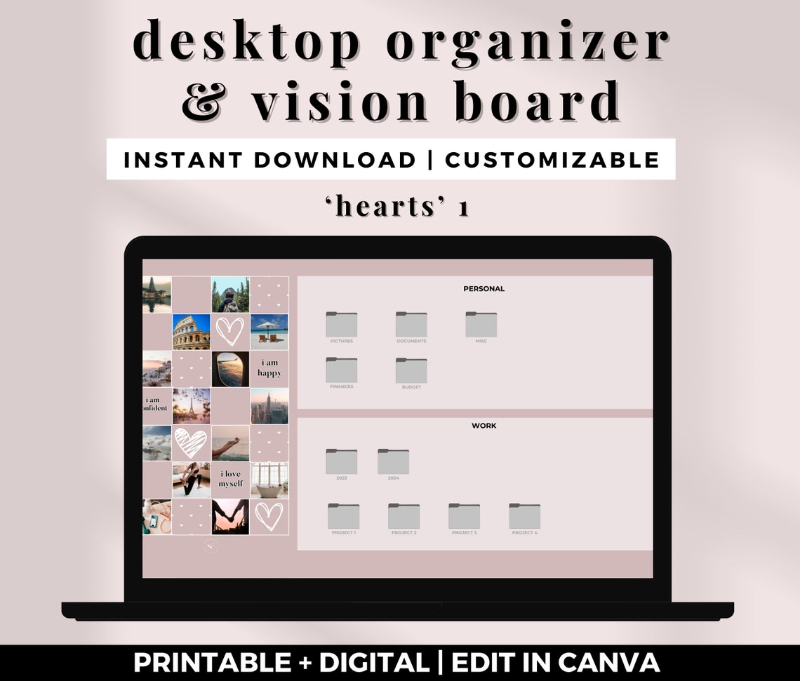 VISION BOARD KIT 2024 Desktop Wallpaper Vision Board Canva Desktop ...
