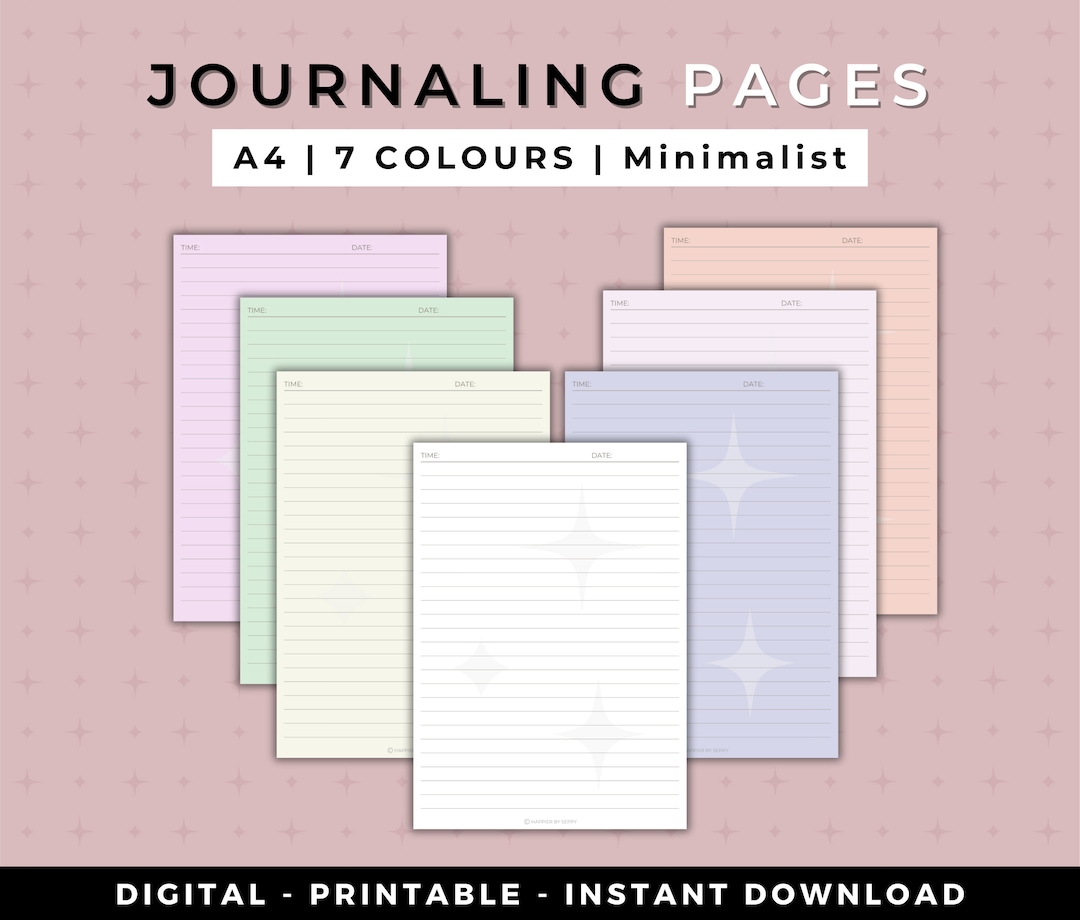 Pastel Digital Journaling Pages, Printable Lined Paper Bundle, Lined ...