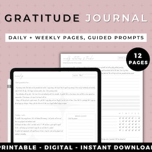 DAILY GRATITUDE JOURNAL With Prompts, Digital Gratitude Journal, 5 ...