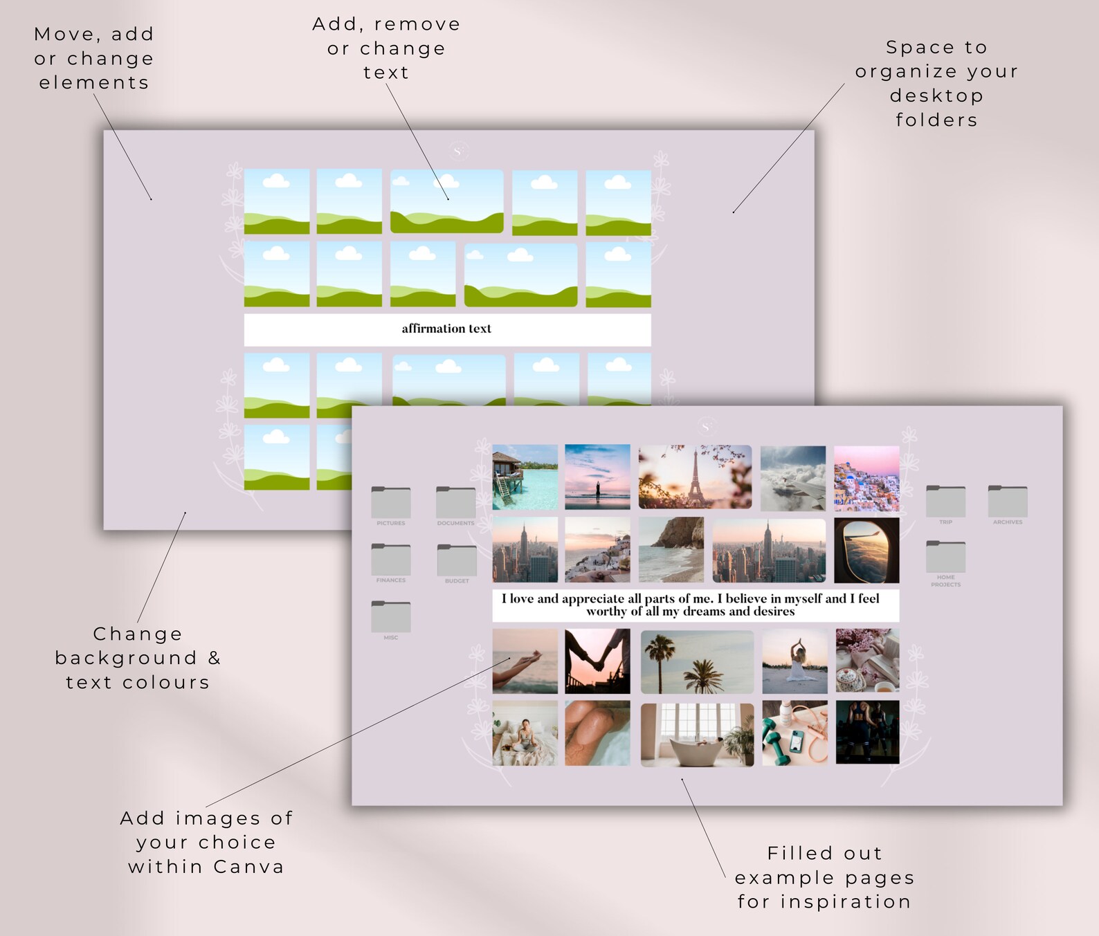 EDITABLE Desktop Wallpaper Organizer Aesthetic, Vision Board Kit ...